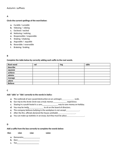 Spelling worksheets for KS3-4 | Teaching Resources