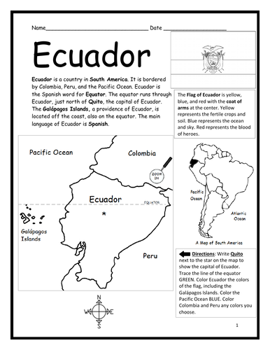 SOUTH AMERICA COUNTRIES PRINTABLE WORKSHEETS BLACK AND WHITE | Teaching ...