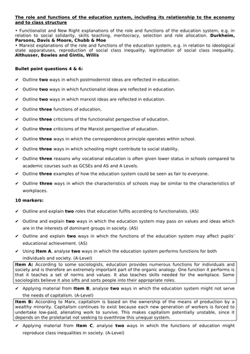 AQA Sociology Education Exam Questions | Teaching Resources