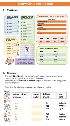 Spanish Health - La Salud - Las Partes del Cuerpo - KS4 KS3 | Teaching ...