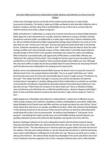 How does Miller present the relationships in A View From the Bridge ...