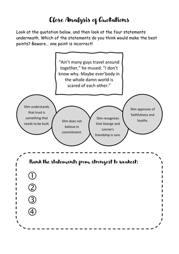 Of Mice and Men | Loneliness | Quotation Evaluation | Close Reading ...