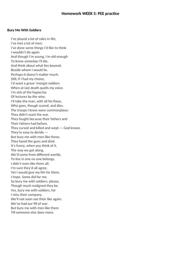 Conflict poetry SOW | Teaching Resources