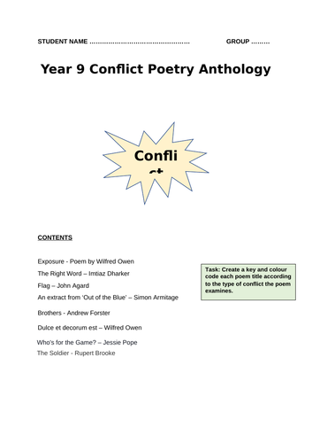 Conflict poetry SOW | Teaching Resources