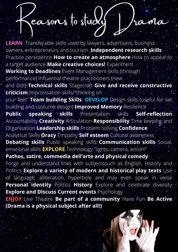 Reasons to Study Drama Poster | Teaching Resources
