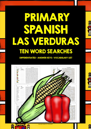 SPANISH VEGETABLES WORD SEARCHES | Teaching Resources