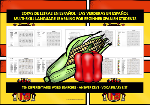 SPANISH VEGETABLES WORD SEARCHES | Teaching Resources