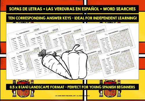 SPANISH VEGETABLES WORD SEARCHES | Teaching Resources