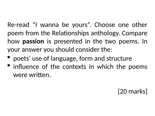 GCSE Eng Lit Edexcel Anthology Poetry "Relationships" | Teaching Resources