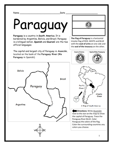 SOUTH AMERICA INTRODUCTORY WORKSHEET BUNDLE - B&W | Teaching Resources