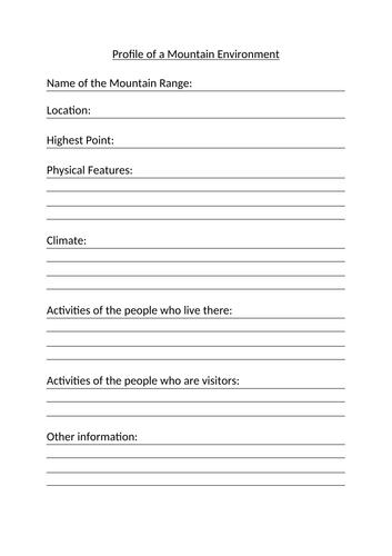 Geography KS2 group task mountain ranges classroom activity | Teaching ...