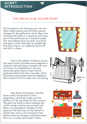 Escape the Circus Script | Teaching Resources