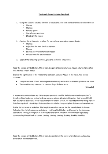 The Lovely Bones Revision | Teaching Resources