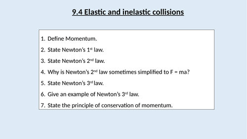 A level Physics (9.4) Elastic and inelastic collisions (Force and ...