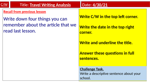 Travel Writing - Lesson 3 | Teaching Resources