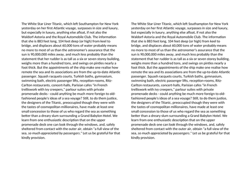 Titanic Non-Fiction Creative Writing SOW | Teaching Resources