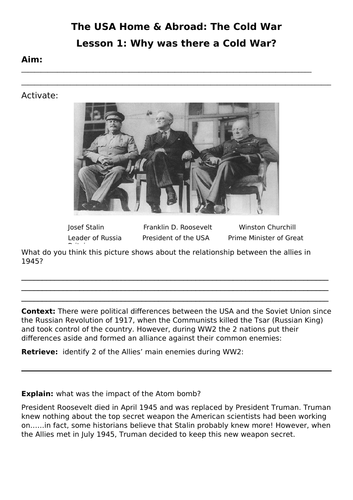 USA Home and Abroad: The Cold War - Why Was there a Cold War ...