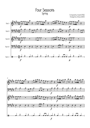 Vivaldi's Four Seasons 'Spring' Arrangement (Boomwhackers/Handbells ...