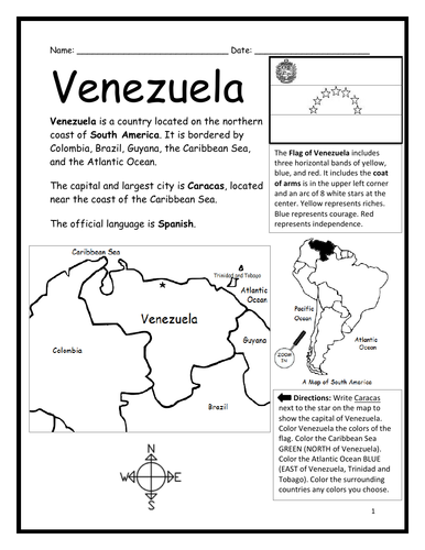 SOUTH AMERICA INTRODUCTORY WORKSHEET BUNDLE - B&W | Teaching Resources