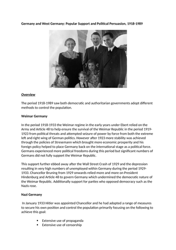 Germany: Political Support and Persuasion 1918-1945 | Teaching Resources