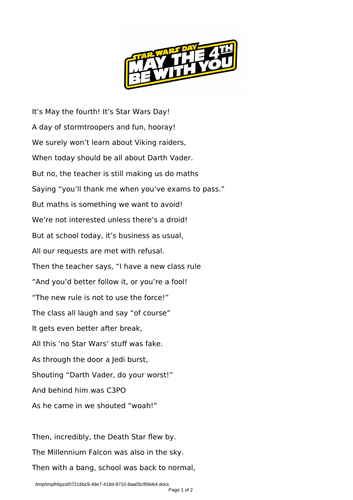 Star Wars Language Activity | Teaching Resources