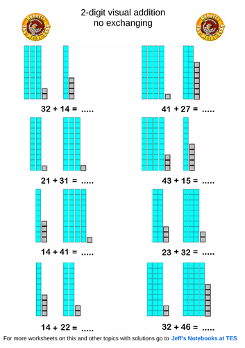 2 digit addition visual no exchanging | Teaching Resources