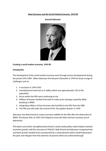 West Germany and the Social Market Economy 1945-1989 | Teaching Resources