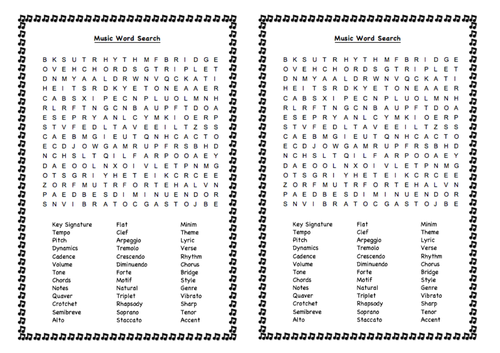 Music Terminology Word Search | Teaching Resources