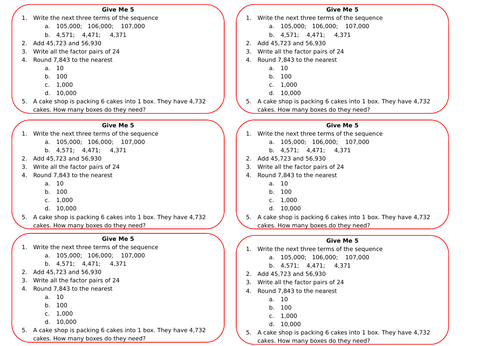 Give Me 5 - Maths Starter | Teaching Resources