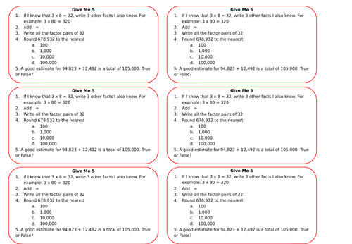 Give Me 5 - Maths Starter | Teaching Resources