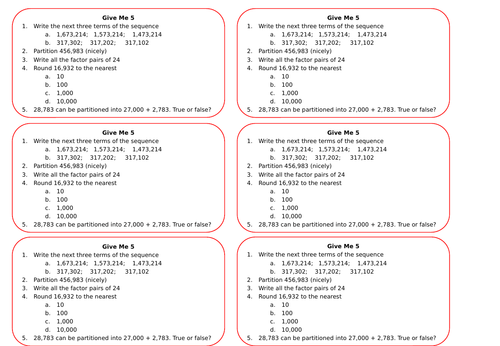 Give Me 5 - Maths Starter | Teaching Resources
