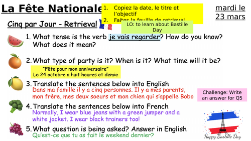 GCSE French - Module 3 - Jours Ordinaires, Jours de fêtes | Teaching ...
