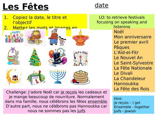 GCSE French - Module 3 - Jours Ordinaires, Jours de fêtes | Teaching ...