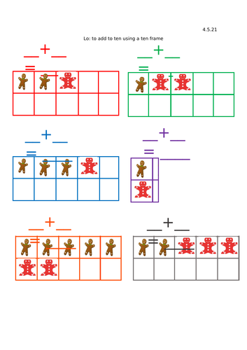 Gingerbread Men Ten Frame Addition | Teaching Resources