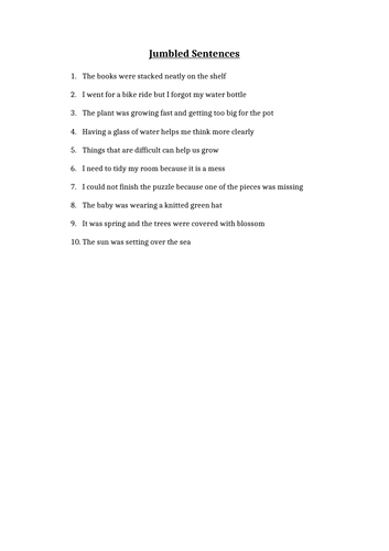 11 Plus Jumbled Sentences 3x Worksheets | Teaching Resources