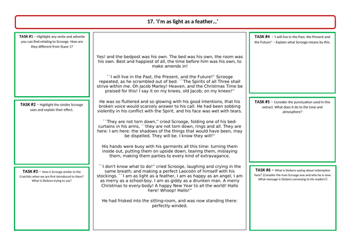 A Christmas Carol Quote Analysis Sheets | Teaching Resources