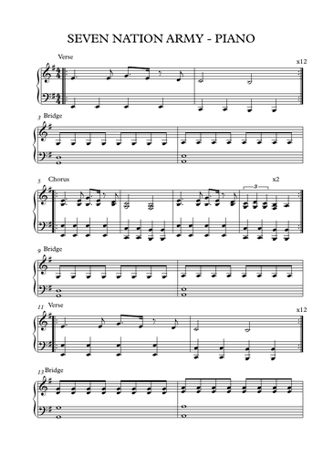 Seven Nation Army - Band Parts | Teaching Resources