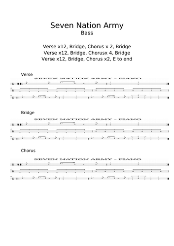 Seven Nation Army - Band Parts | Teaching Resources