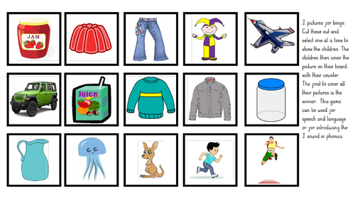 Bingo for J sound | Teaching Resources