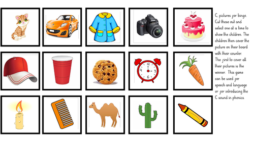 Bingo for the C sound | Teaching Resources