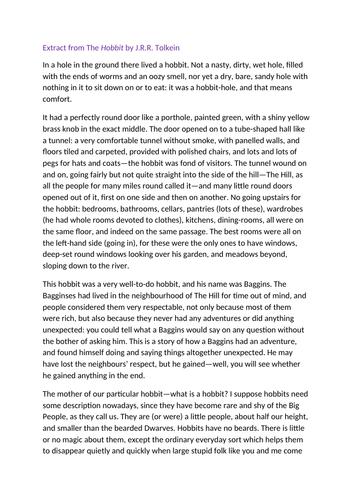 The Hobbit - AQA Paper 1 Question 3 and 4 | Teaching Resources