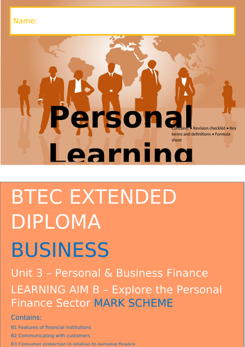 BTEC Business Level 3 Unit 3 Personal & Business Finance Learning Aim B ...