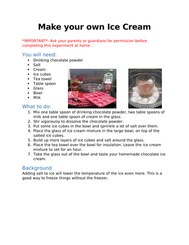 Make Your Own Ice Cream | Teaching Resources