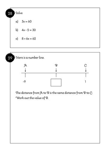 Basic Algebra Practice Questions With Answers | Teaching Resources