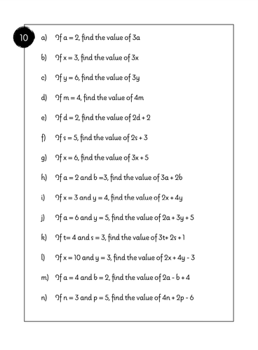 Basic Algebra Practice Questions With Answers | Teaching Resources