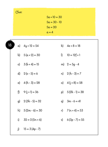 Basic Algebra Practice Questions With Answers | Teaching Resources