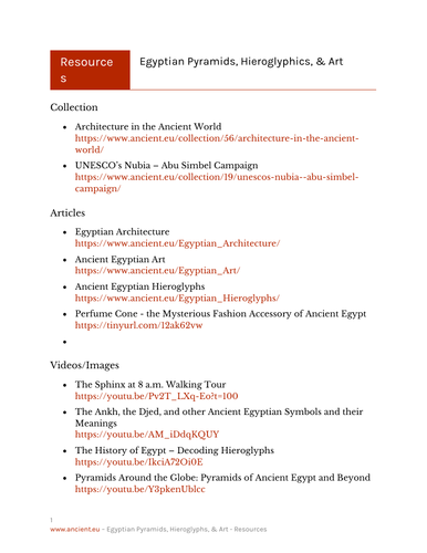 Egyptian Pyramids, Hieroglyphics, and Art | Teaching Resources