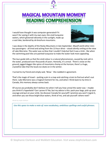 Downloadable Non Fiction Travel Reading Comprehension Magic Mountain ...