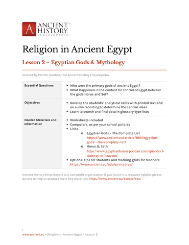 Religion in Ancient Egypt | Teaching Resources