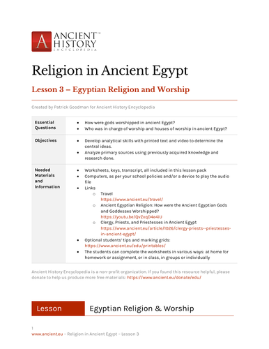Religion in Ancient Egypt | Teaching Resources